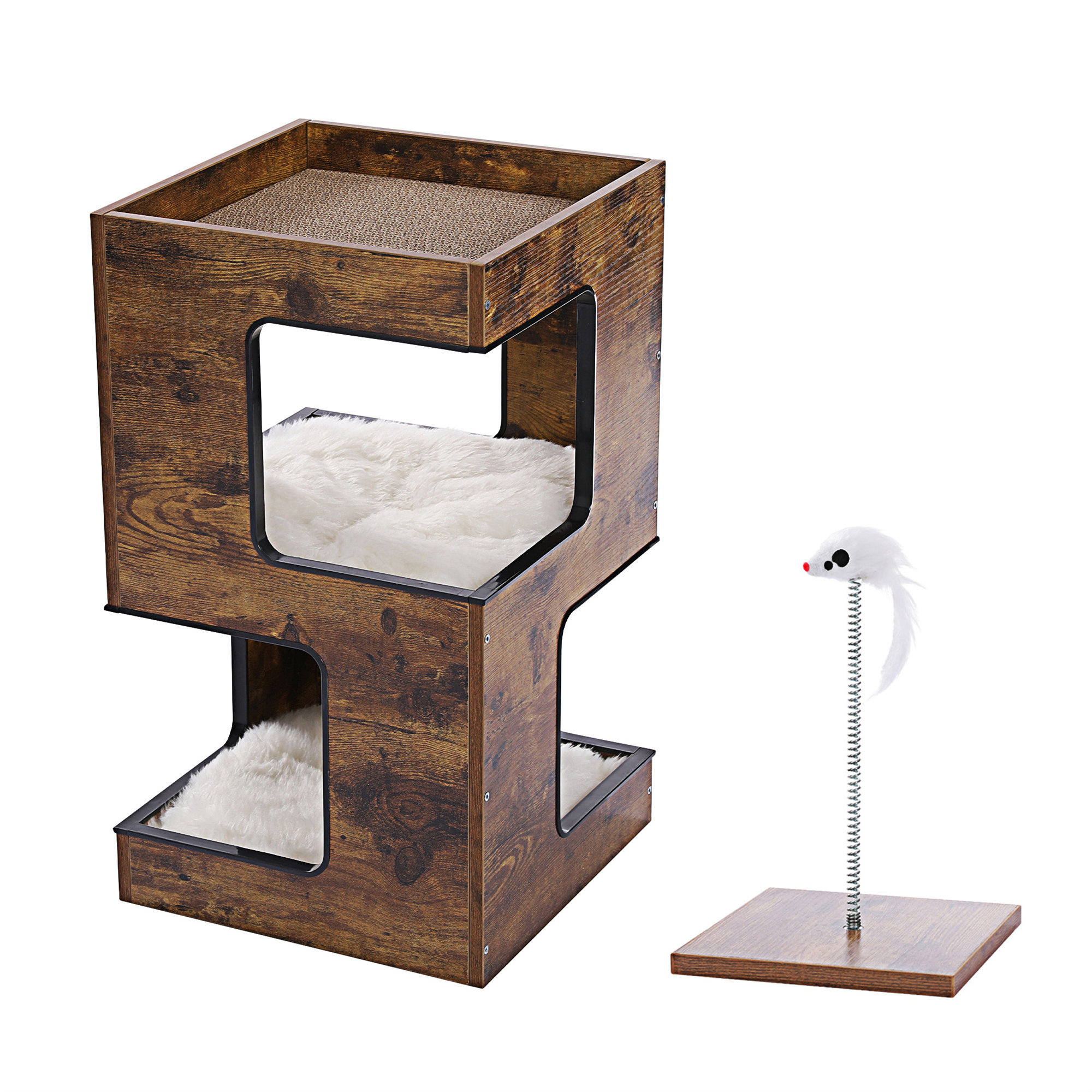 Archie & Oscar™ Cat Condo Small Modern Cat Tree For Indoor Cats, 23.6" Wood Cat Furniture, Cat ...